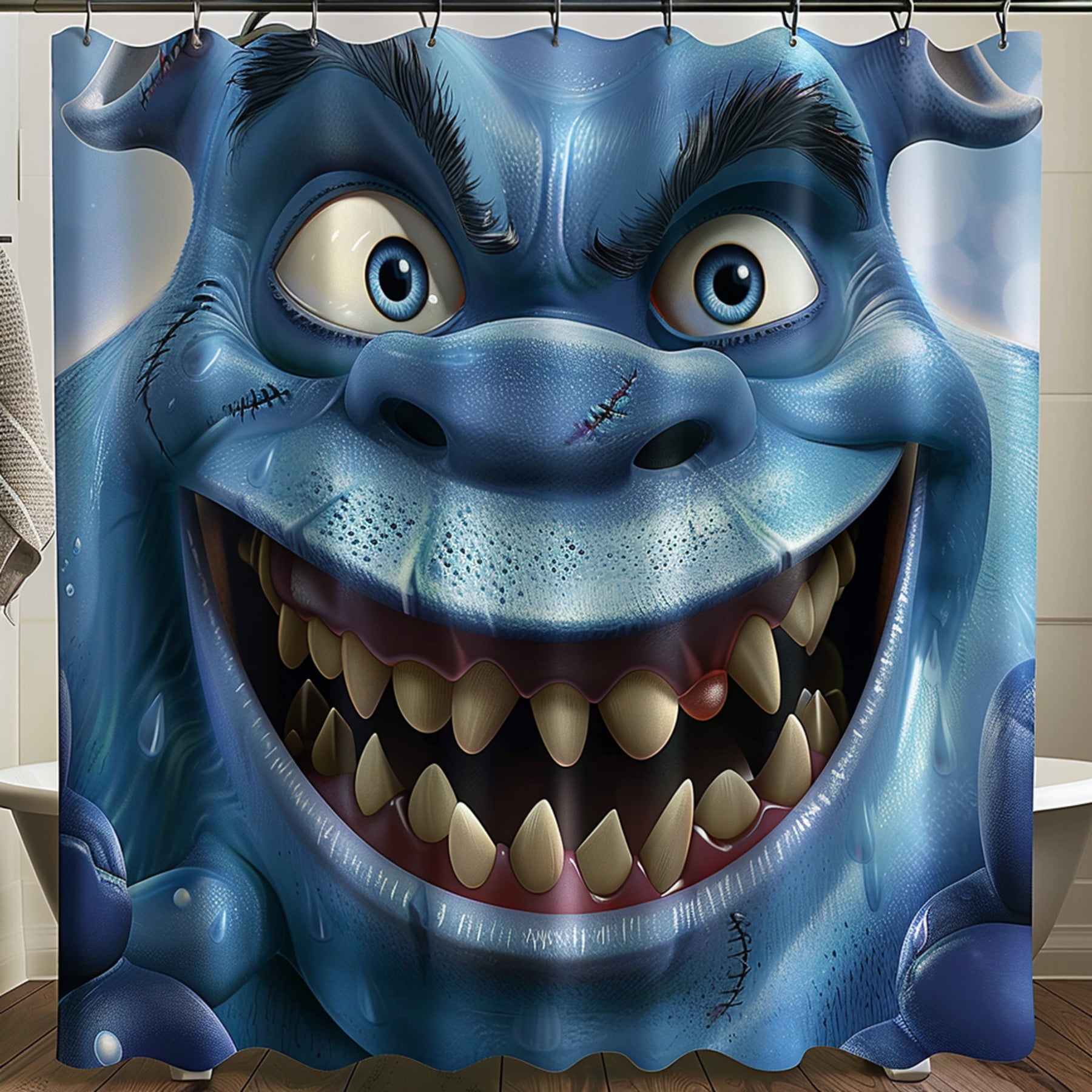Seorle Monster from Shrek Smiling with Sharp Teeth Cartoon Style Blue ...