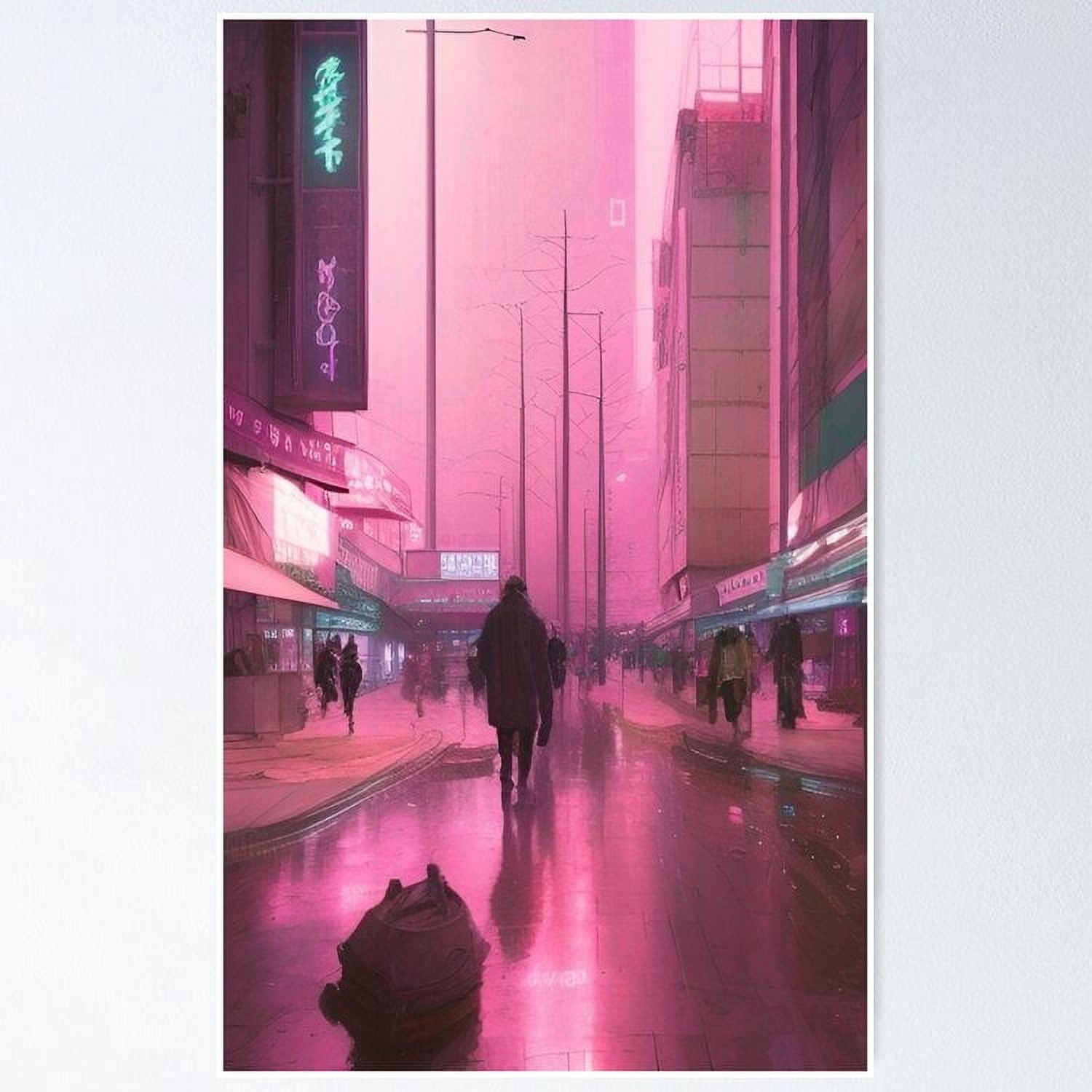 Seoul City Neon Pink Poster, 12x18 UNFRAMED - Walmart.com