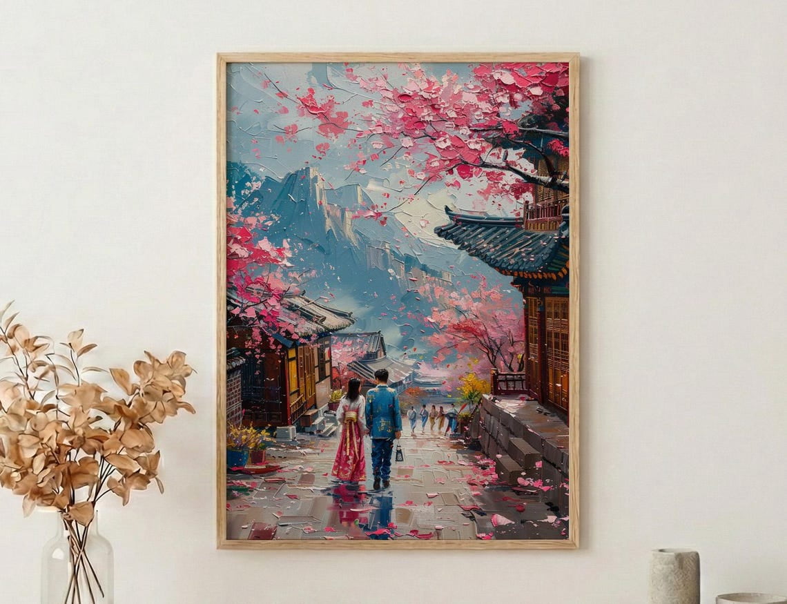 Seoul Gyeongbokgung Palace Cherry Blossom Impasto Hanbok Couple Wedding ...