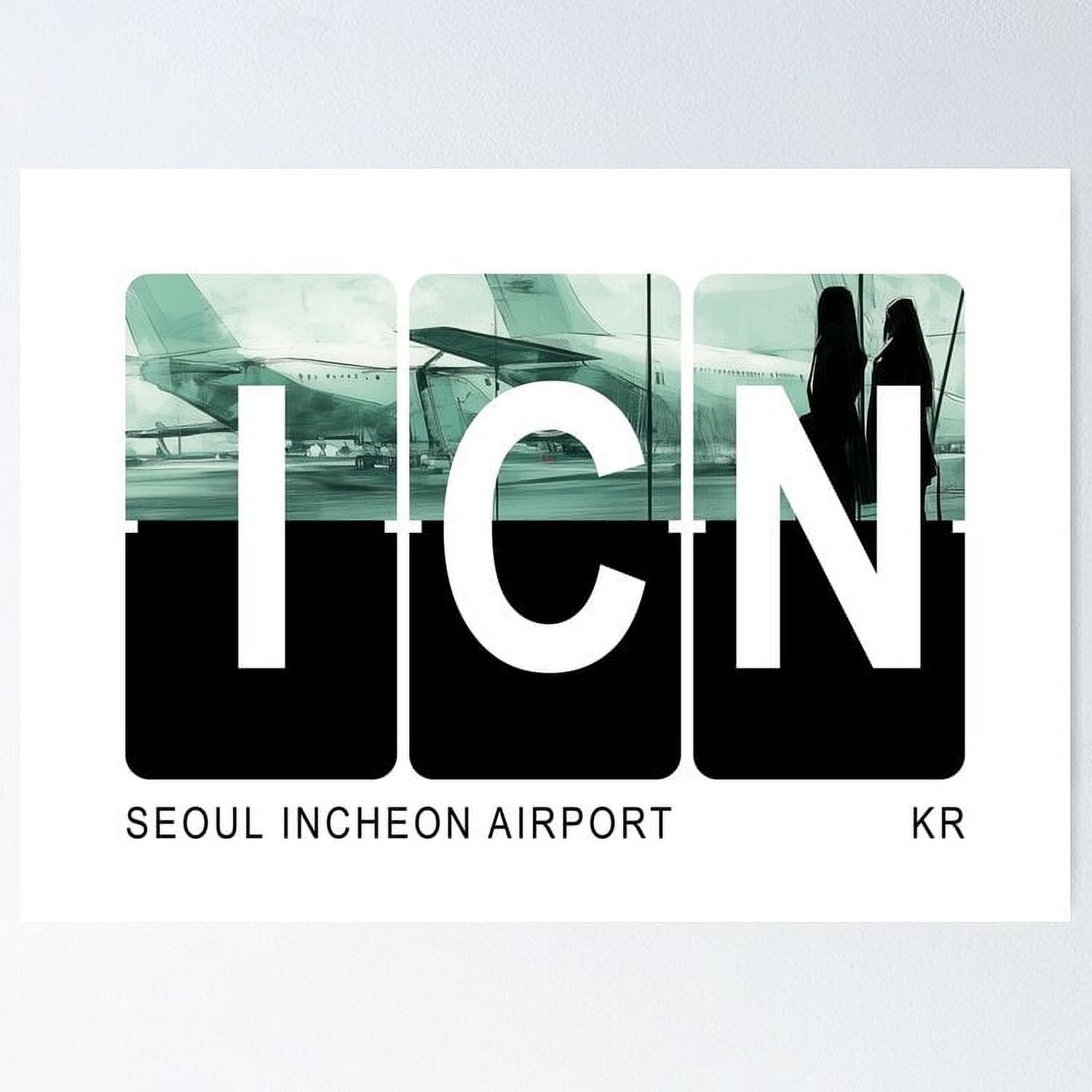 Seoul Incheon Airport South Korea ICN IATA-code White Poster, 12x18 ...