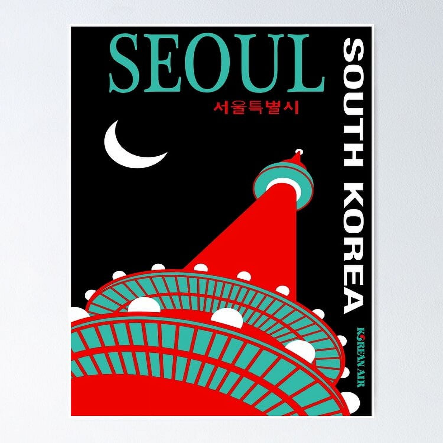 Seoul Korea Vintage Air Line Travel Advertising Print Poster, 8x12 ...