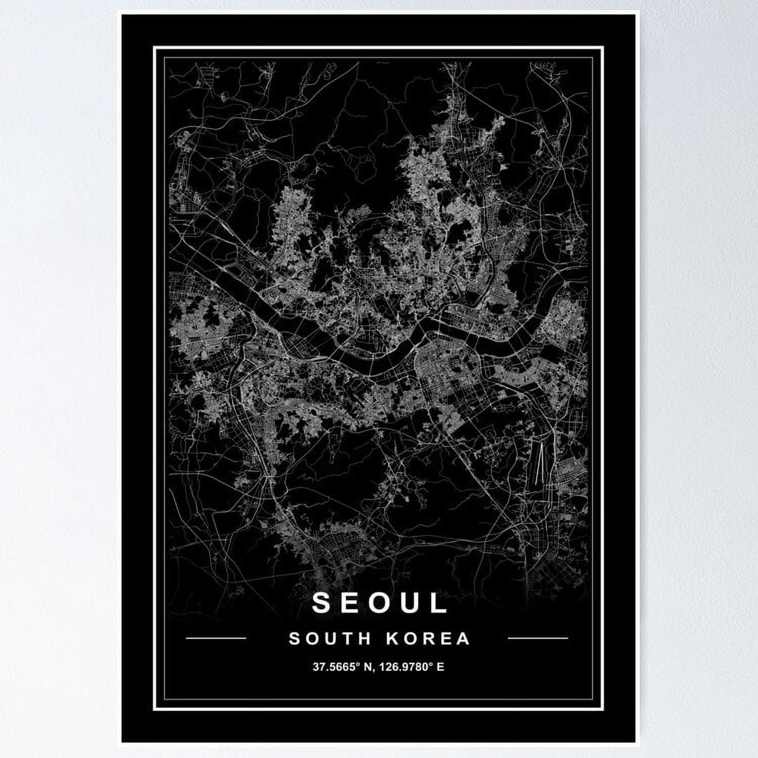Seoul Map Poster, 12x18 UNFRAMED - Walmart.com
