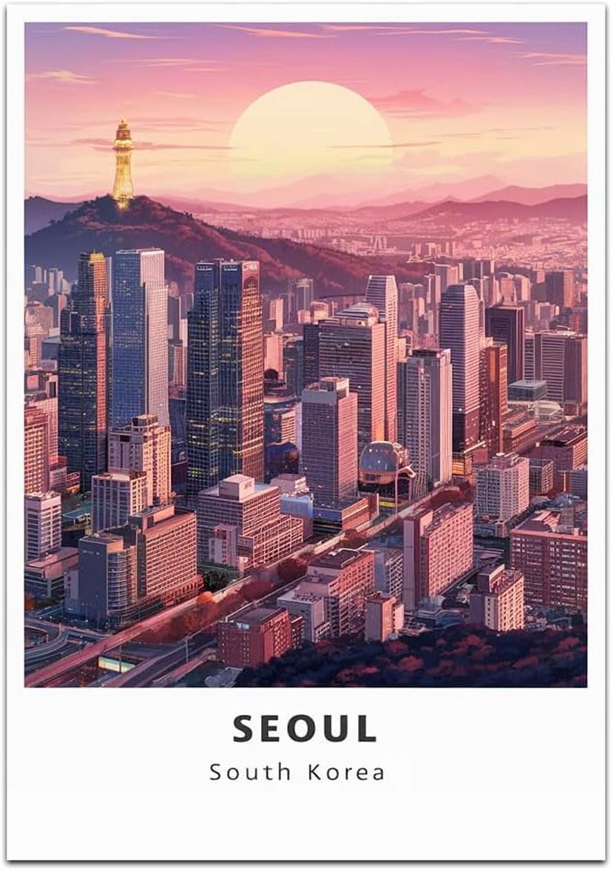 Seoul Map Retro Style Travel Canvas, Seoul Map Vintage Rustic Canvas ...
