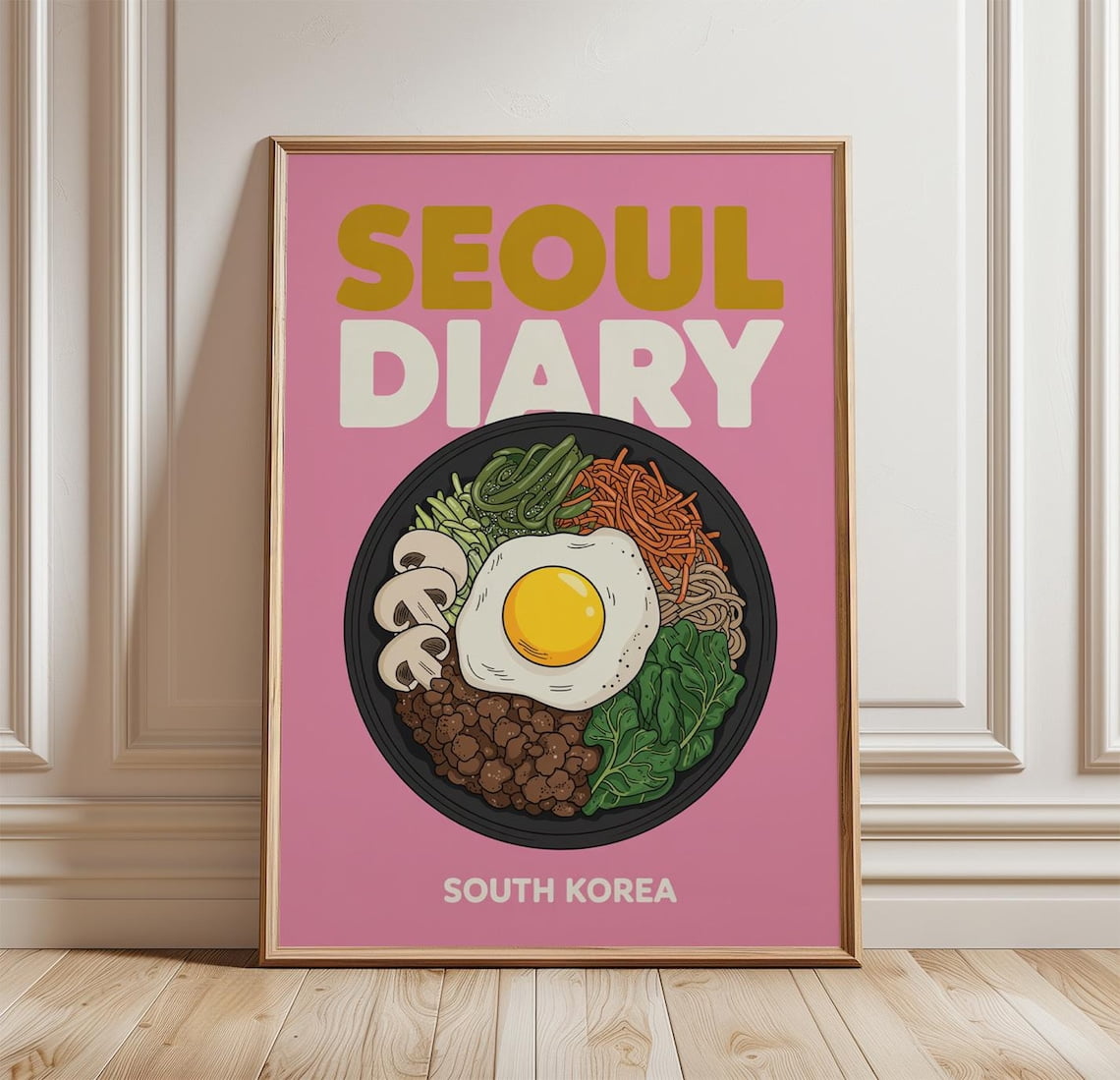 Seoul Poster South Korea Wall Art Bibimbap Kitchen Travel Food Art ...