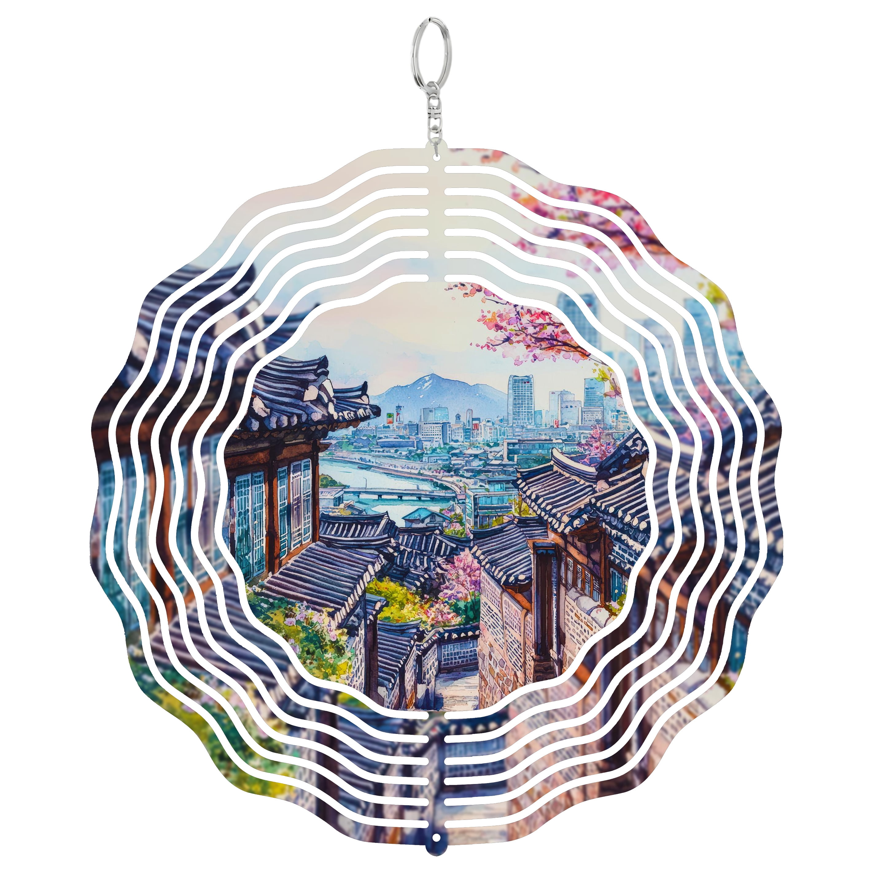 Seoul Skyline 3D Wind Spinner Stainless Steel Kinetic Yard Art Garden ...