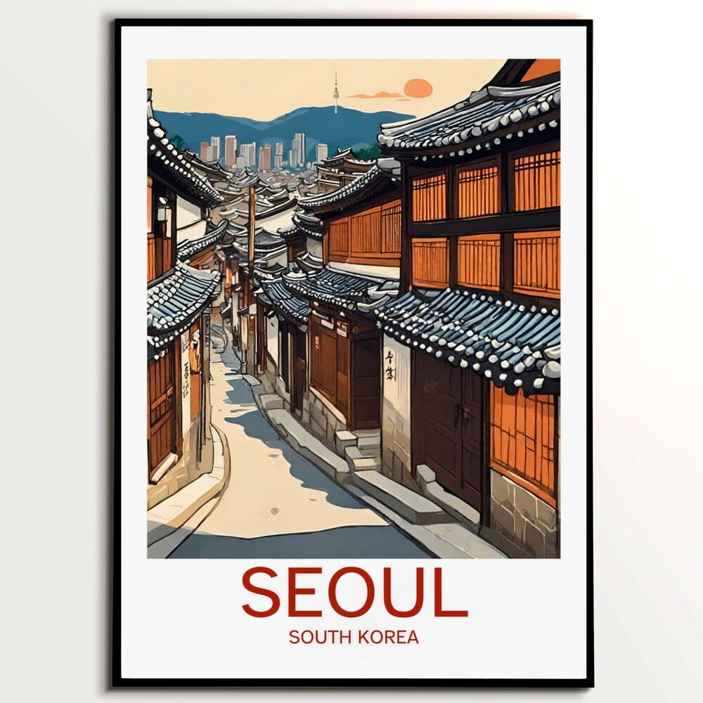 Seoul South Korea Poster, S Korea Wall Art, Bukchon Hanok Village ...