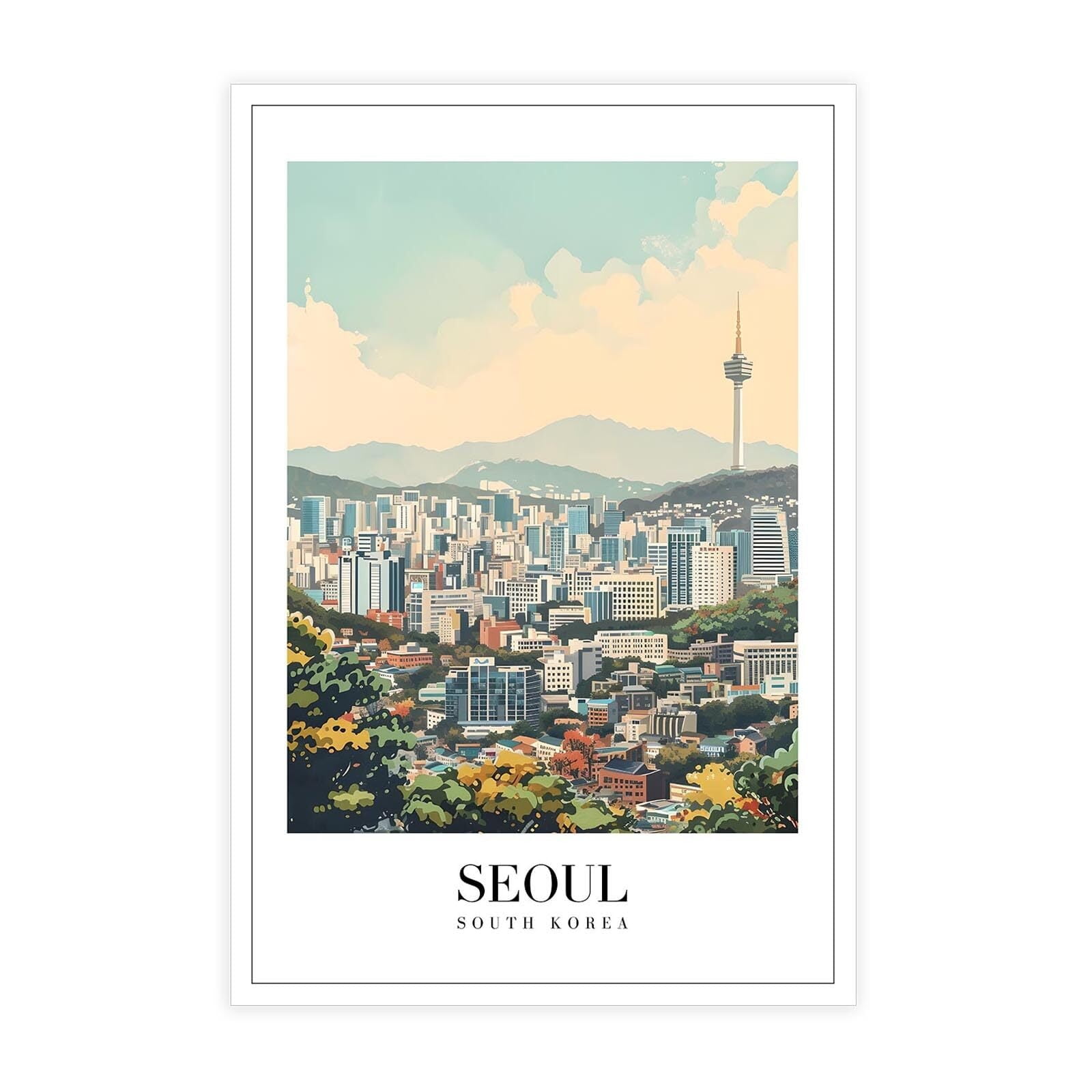 Seoul South Korea Posters World Travel Canvas Wall Art Trendy City ...