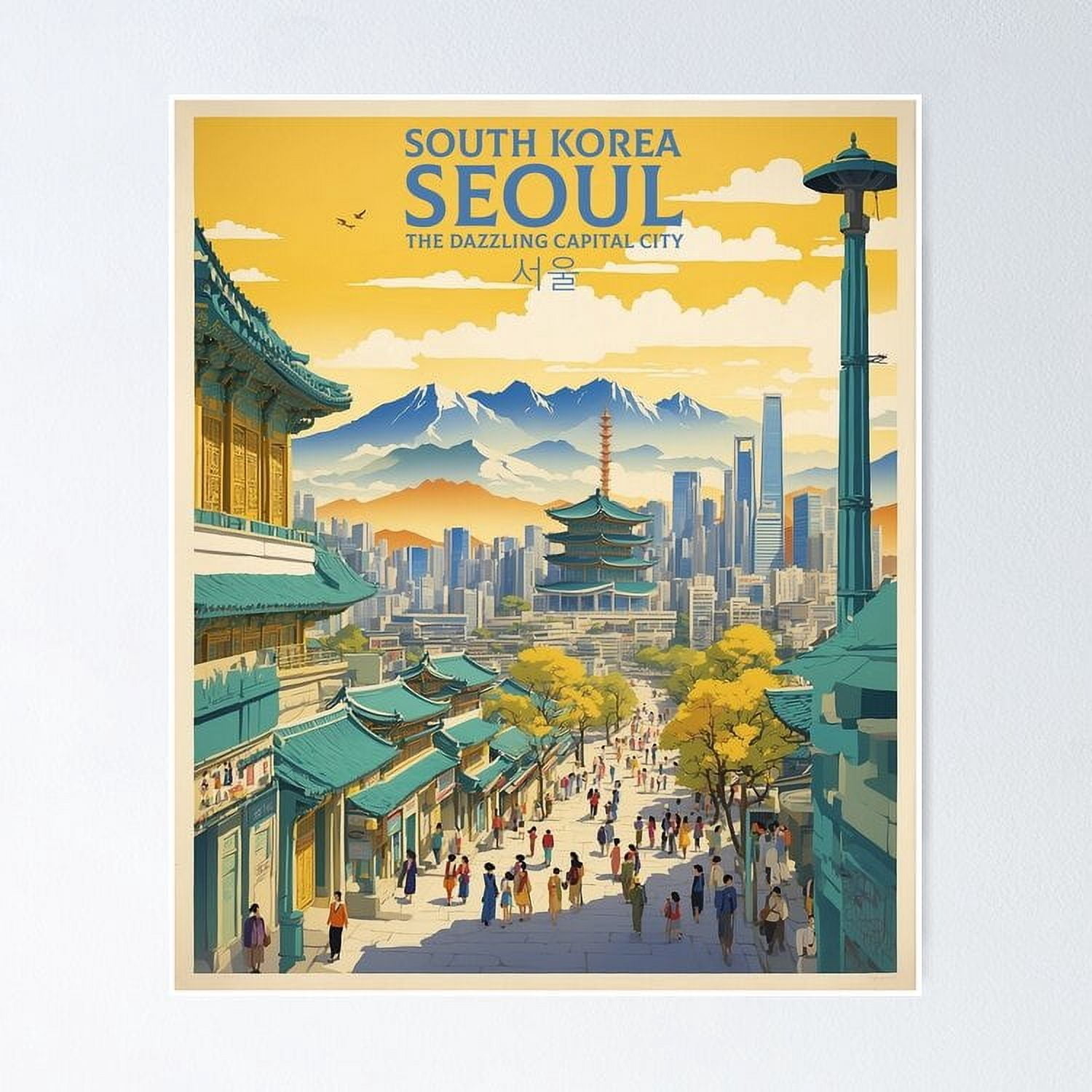 Seoul South Korea Tourism Vintage Travel Poster Poster, 12x18 UNFRAMED ...