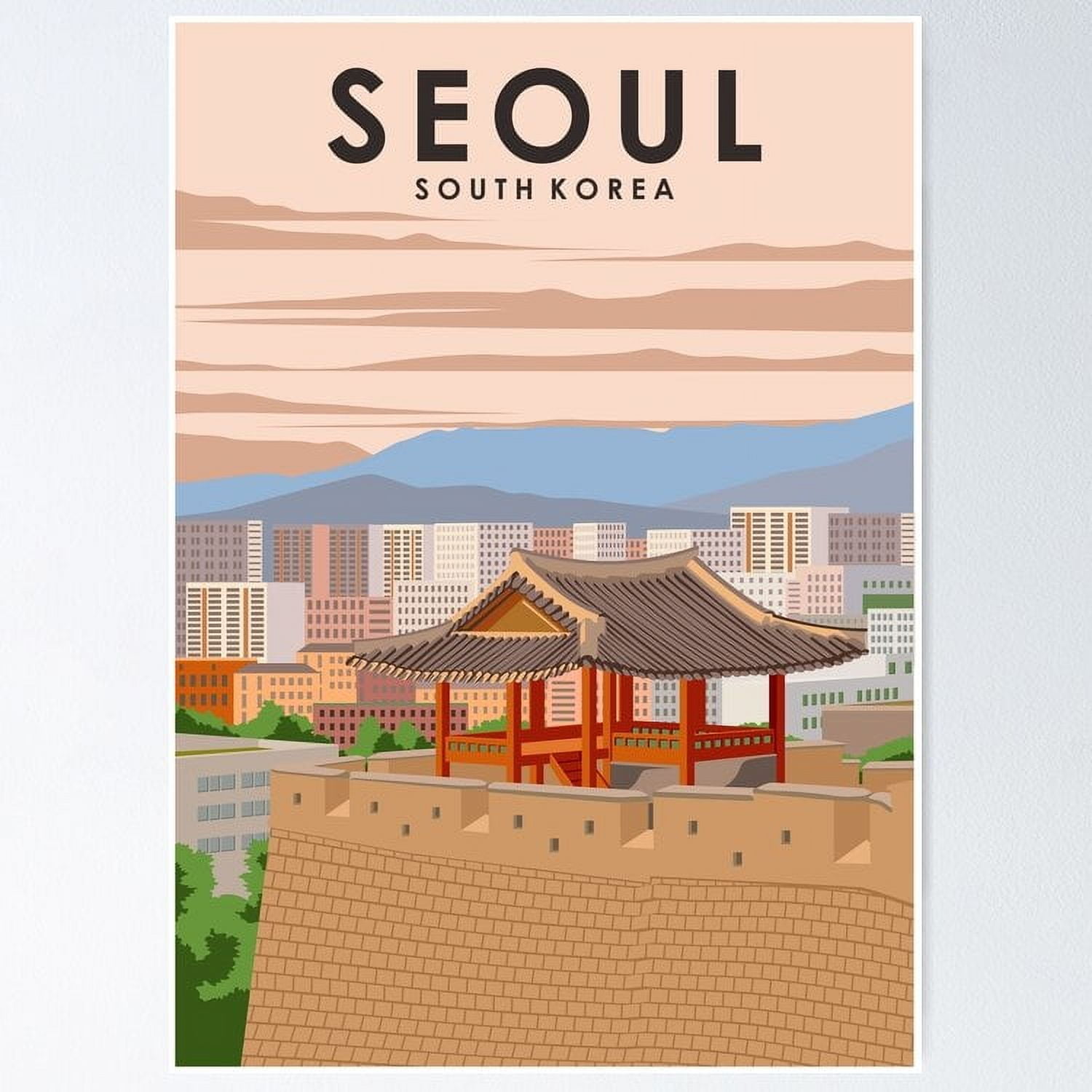 Seoul South Korea Vintage Travel Poster Poster, 12x18 UNFRAMED - Walmart.com