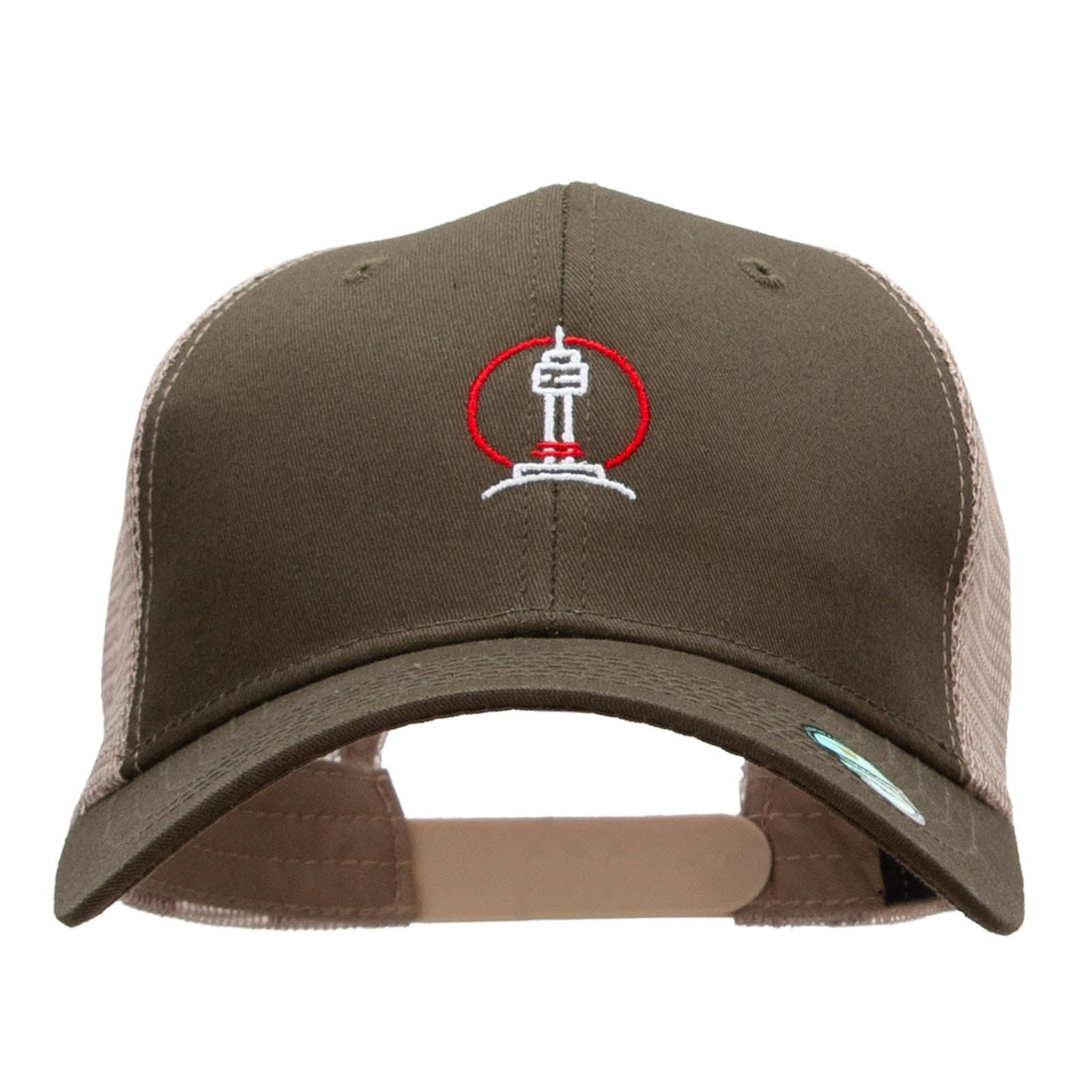 Seoul Tower Embroidered High Profile Mesh Cap - Olive Khaki OSFM ...