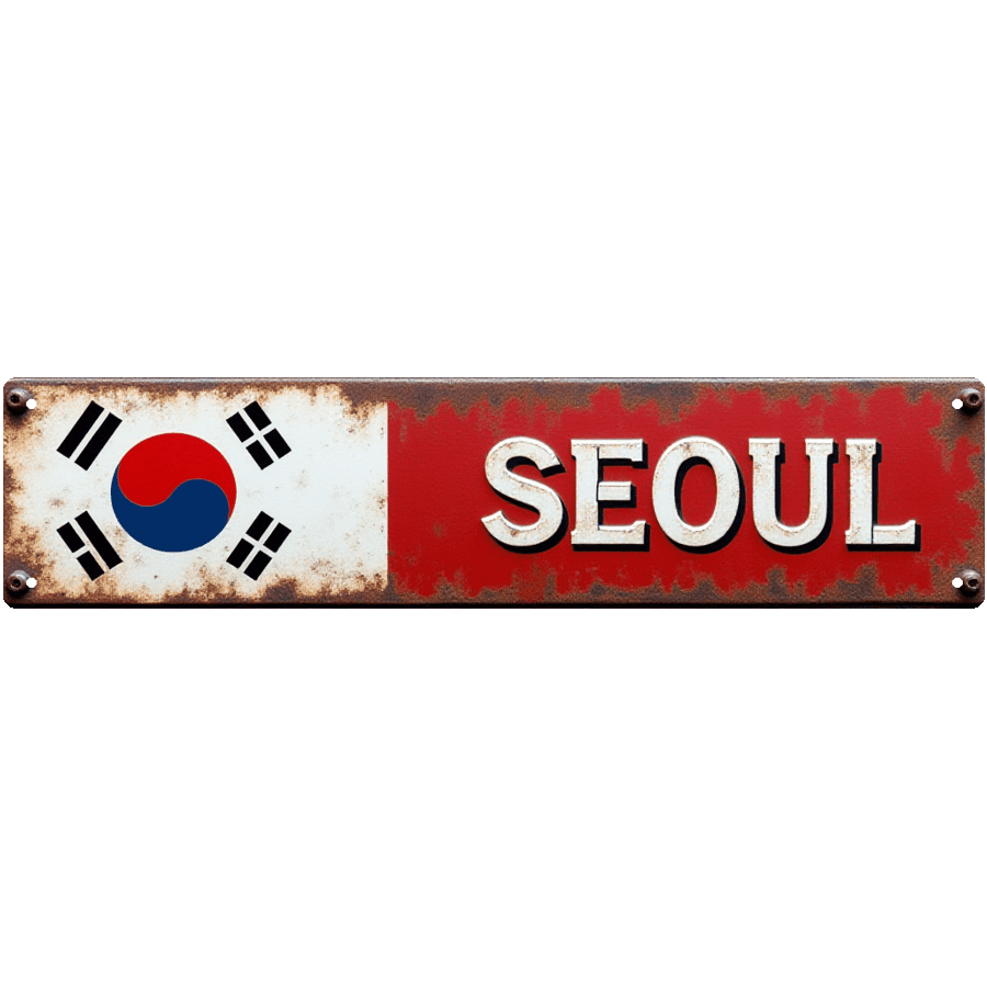 Seoul Vintage Tin Sign - 12x8 Inches - Ideal for Modern Home, Travel ...