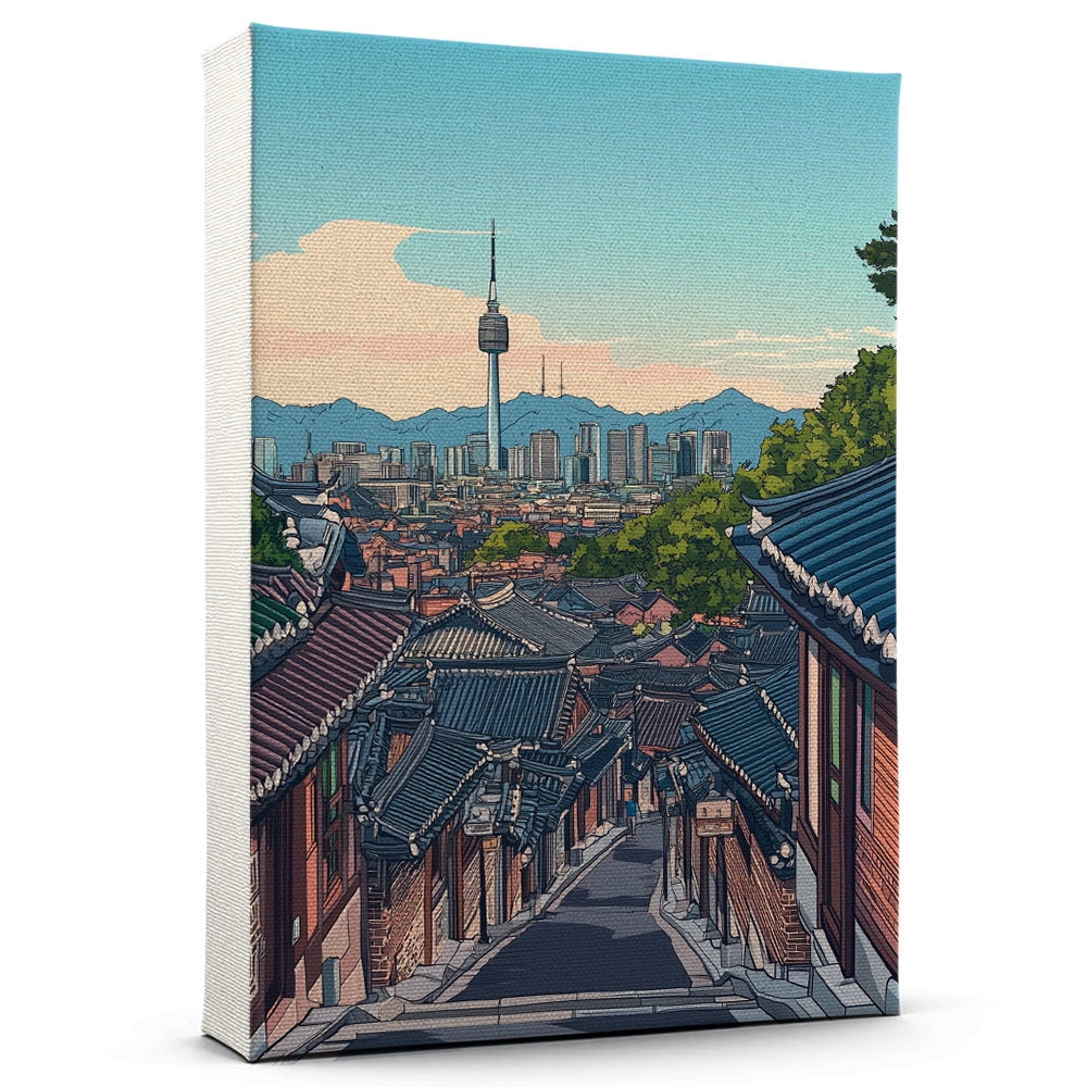 Seoul Vintage Travel Canvass, South Corea Canvas Wall Art, Seoul Canvas ...