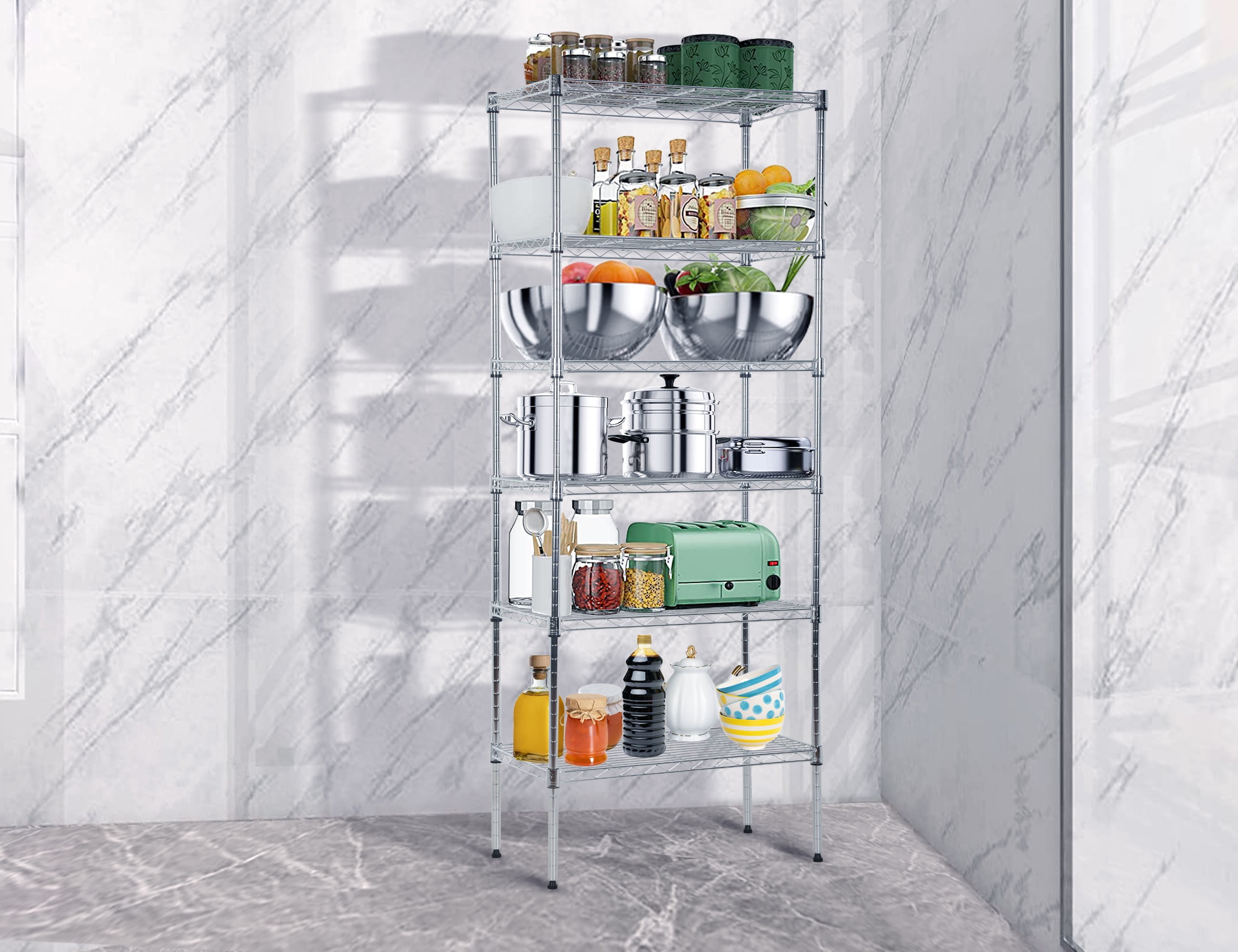 CL.HPAHKL 6 Tier Wire Shelving Unit Adjustable Metal Storage Shelves ...