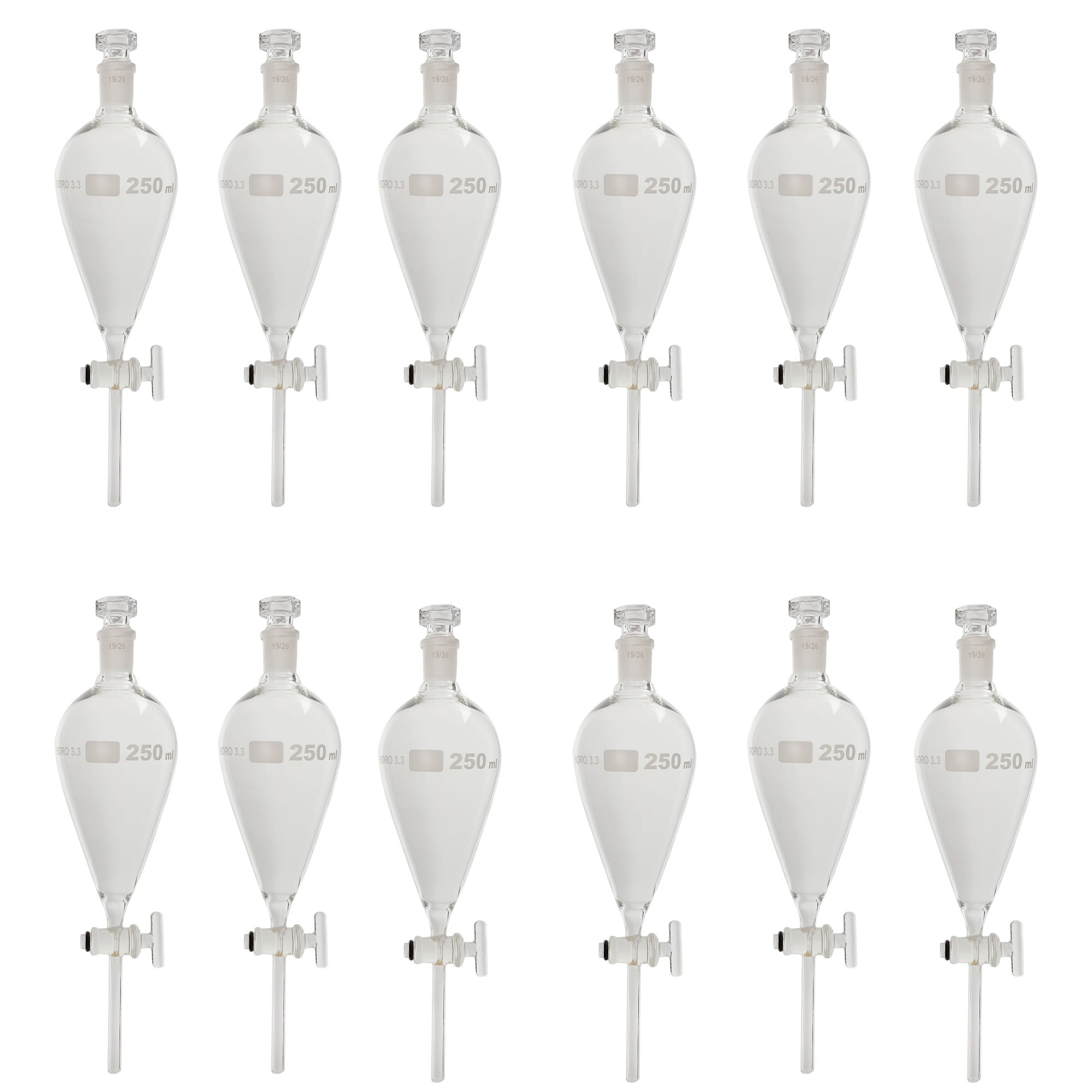 Separatory Funnel with Glass Stopcock, 250ml. Case of 12. - Walmart.com