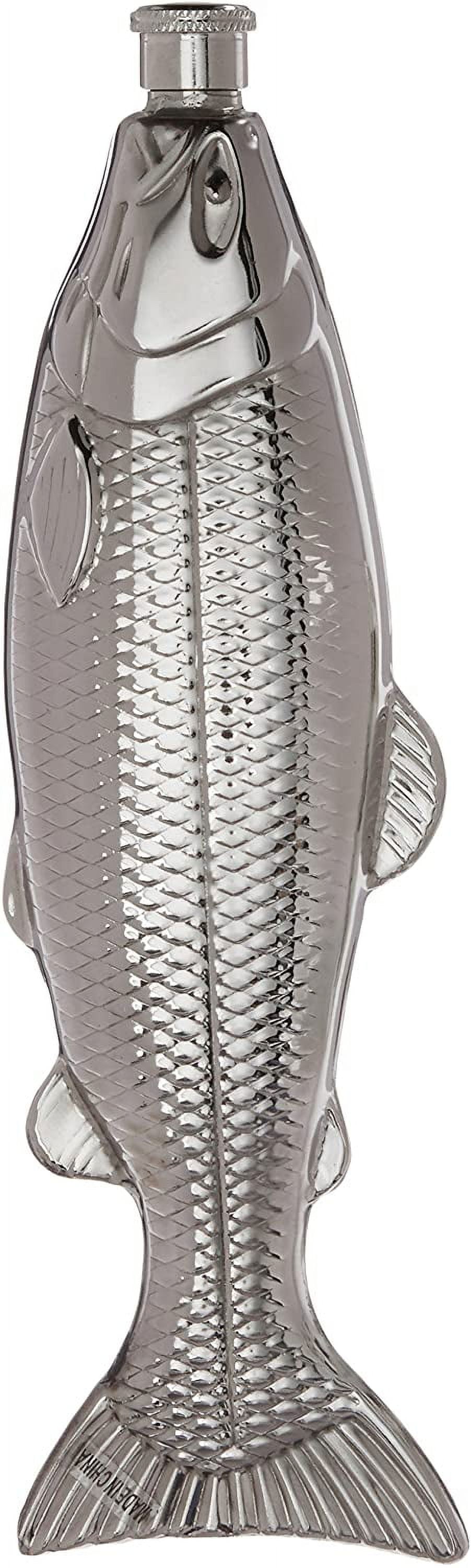 Sepela Stainless Steel Flask, Fish Shaped Design, Small 4-Ounce Pocket ...
