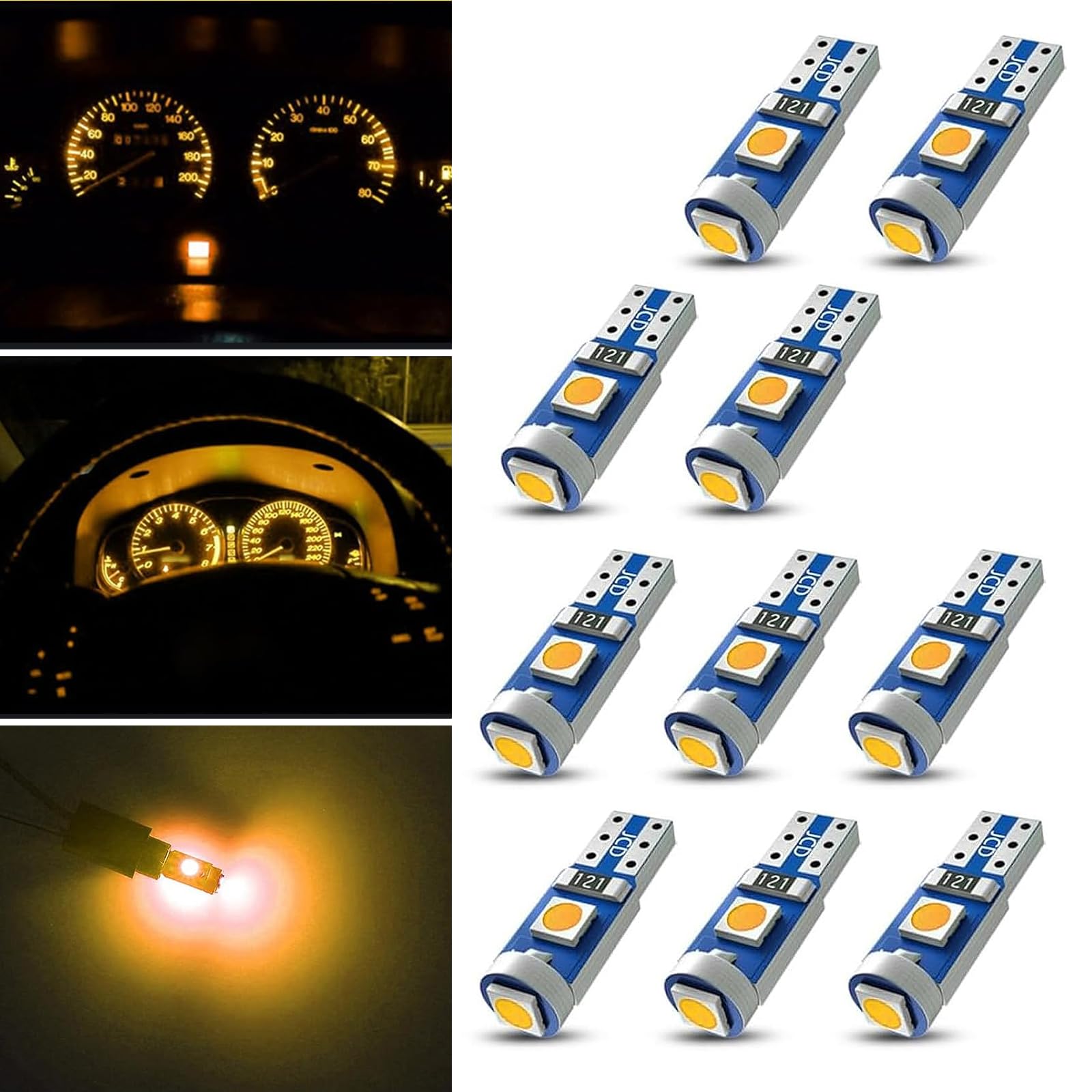 Sephile 10 PCS T5 SSF20 LED Bulb, 74 37 2721 3030-3SMD Dashboard High ...
