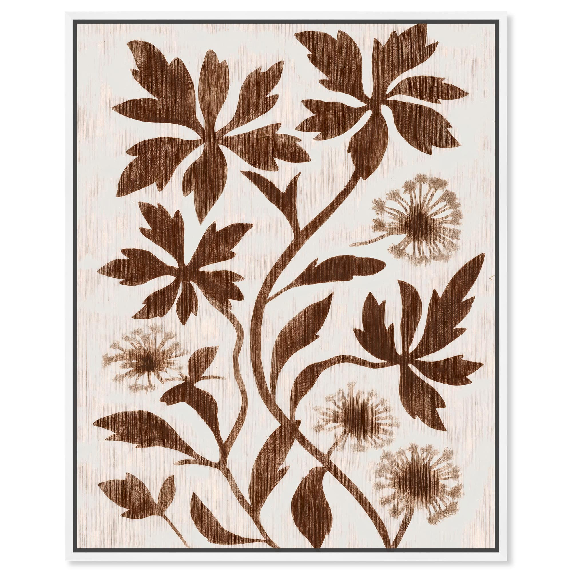 Sepia Sepal I Canvas Boho Floral Print by Art Remedy, White Frame, 24 x ...