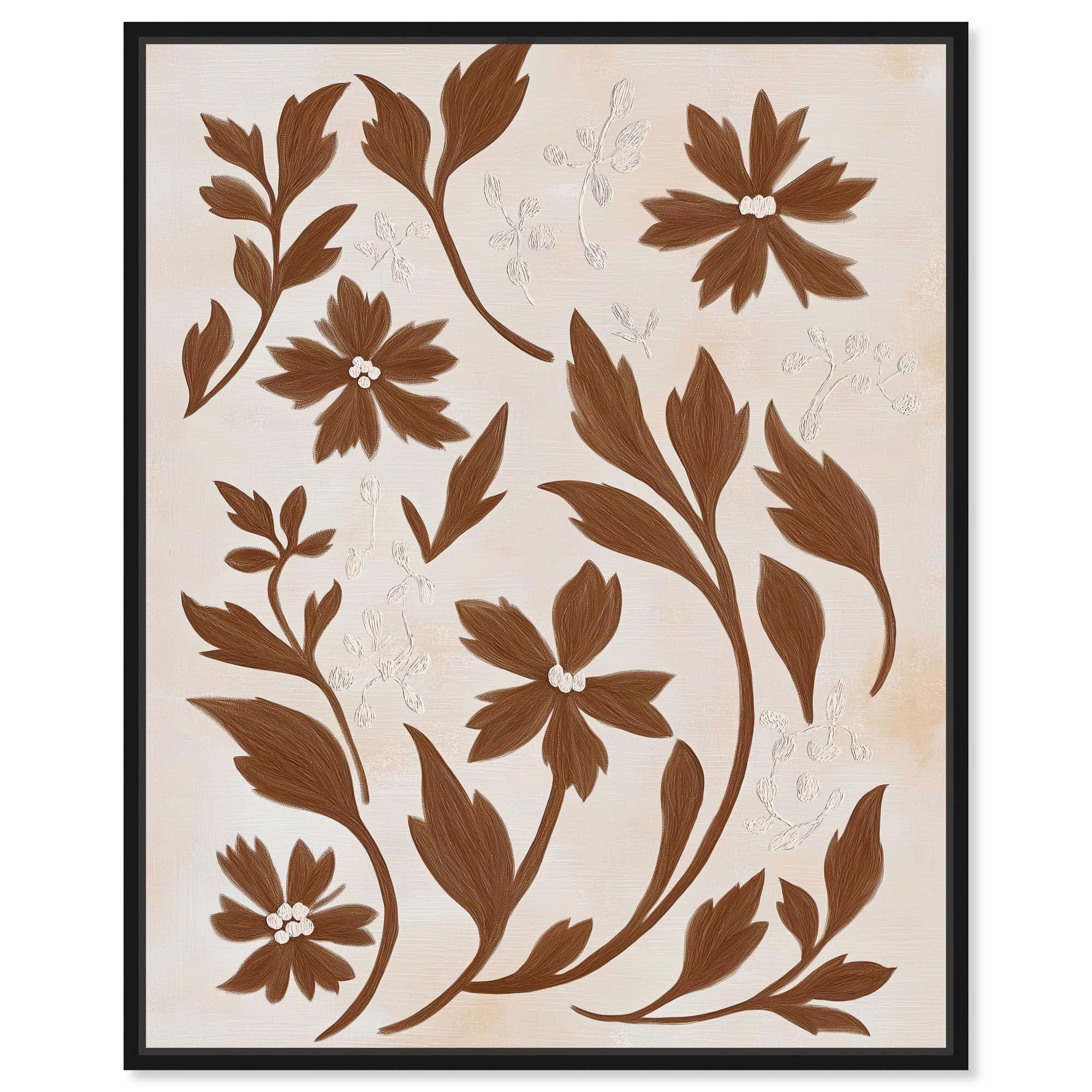 Sepia Sepal II Canvas Boho Floral Print by Art Remedy, Black Frame, 20 ...