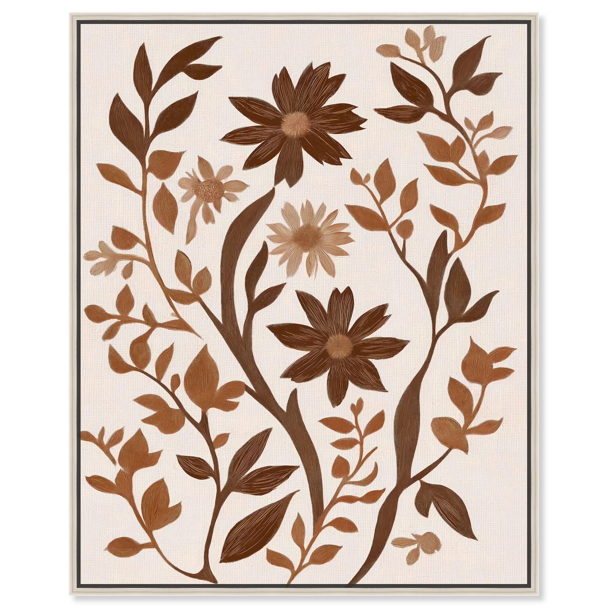 Sepia Sepal III Canvas Boho Floral Print by Art Remedy, Silver Frame ...