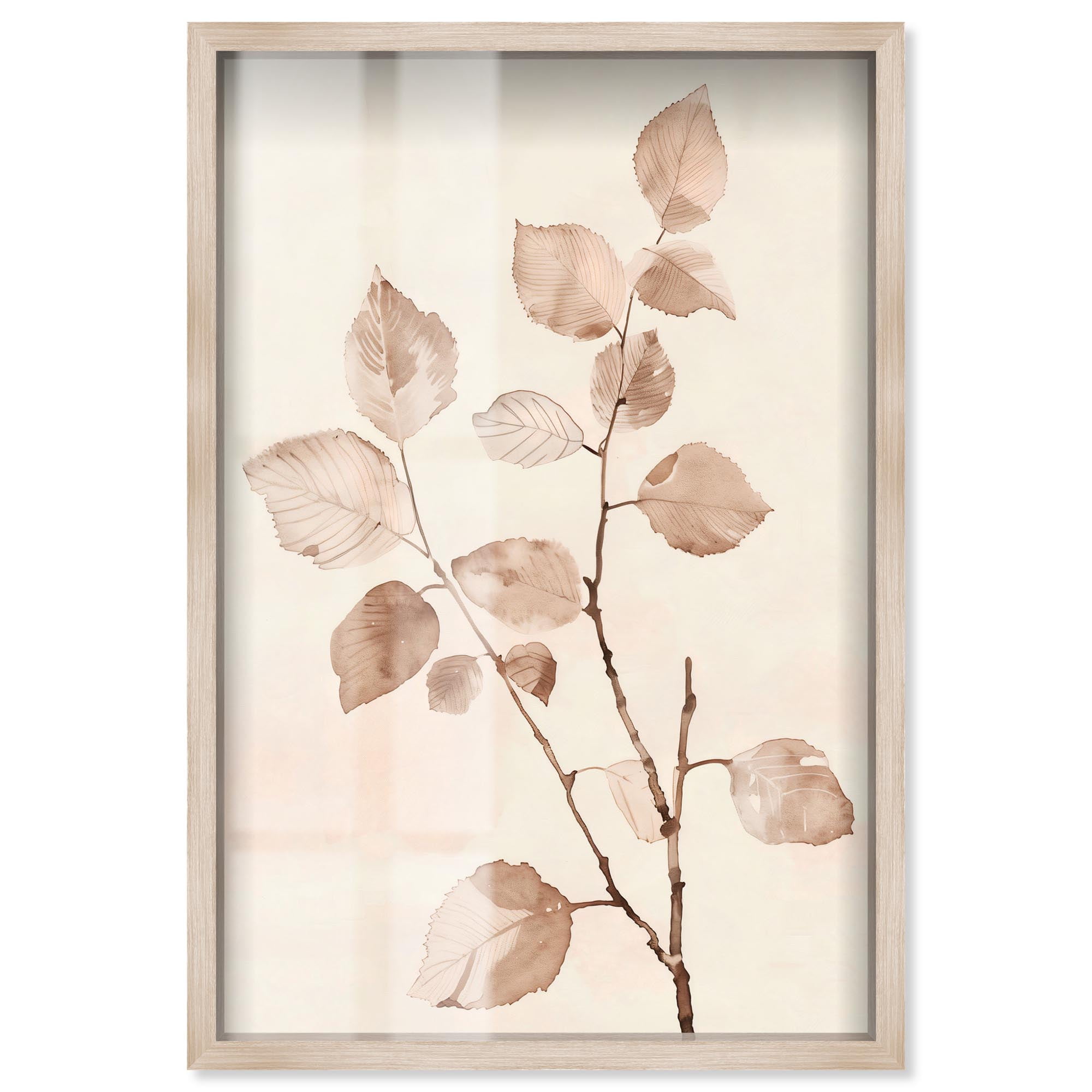 Sepia Sprigs I Shadowbox Print Boho Natural Art by Art Remedy, Blonde ...