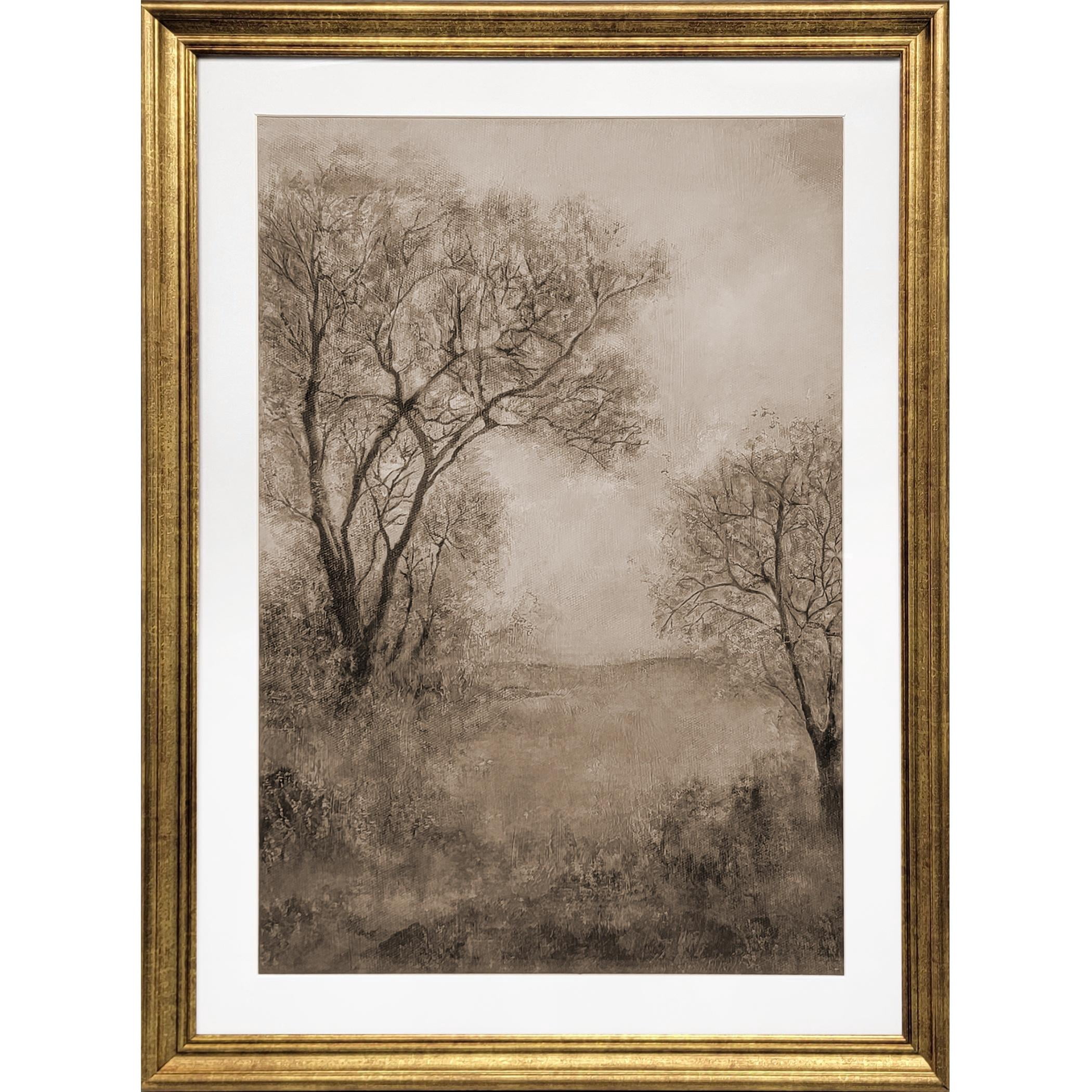 My Texas House Sepia Treescape Framed Art 18x24 Antique Gold Frame Wall ...