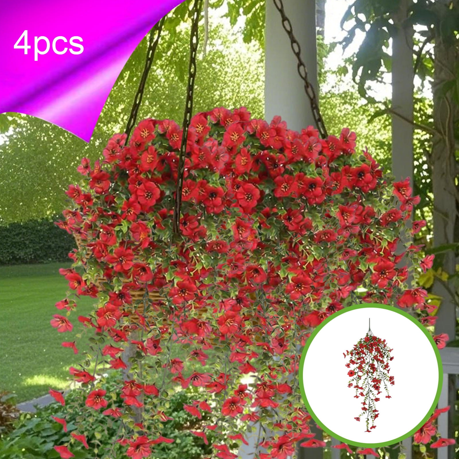 Seplovoe Artificial Violets Hanging Plants, Red Faux Vines for Home ...