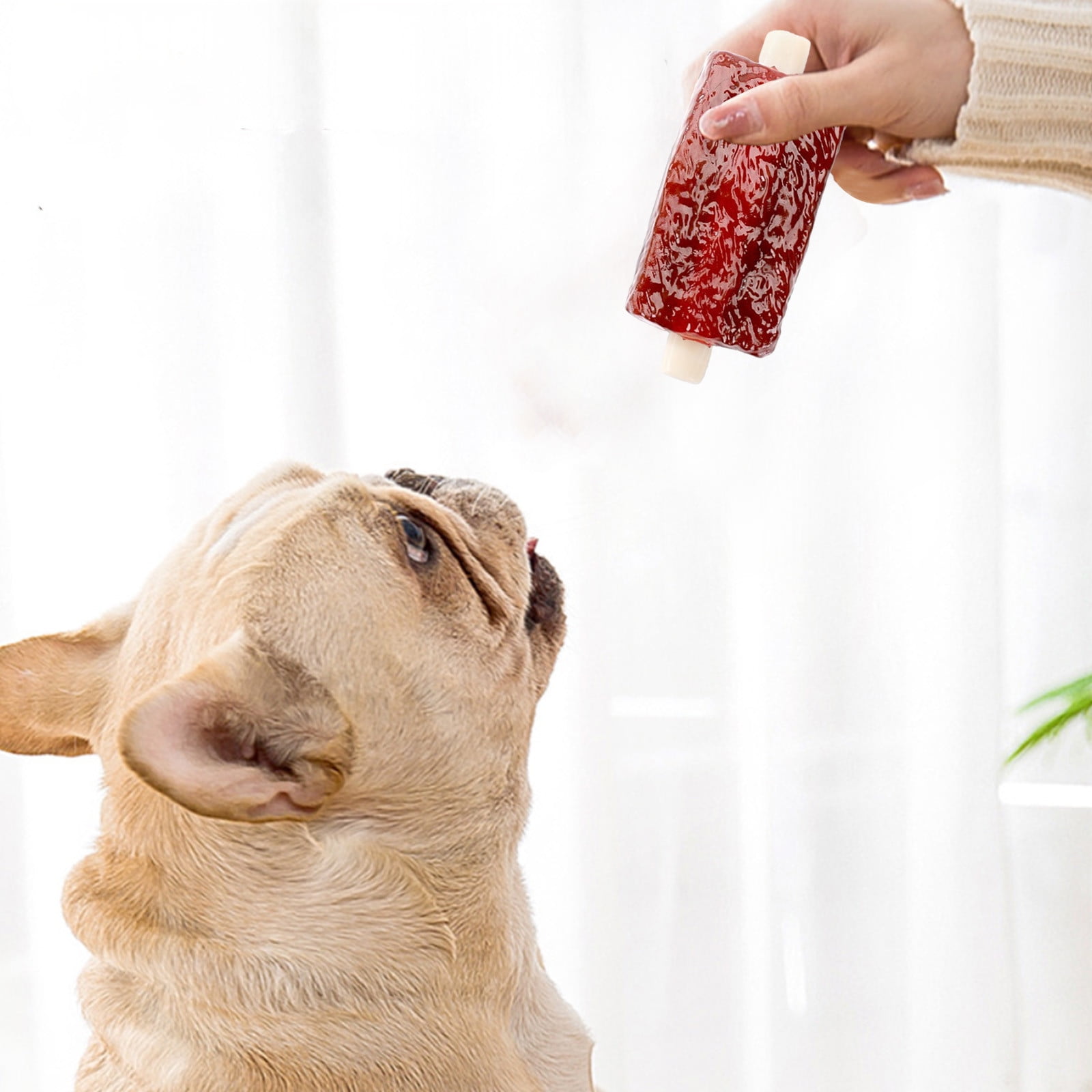 Seplovoe Nylon Dog Chew Toy, Bit-Proof Teething Stick for Medium & Large Dogs, Simulated Ribs ...