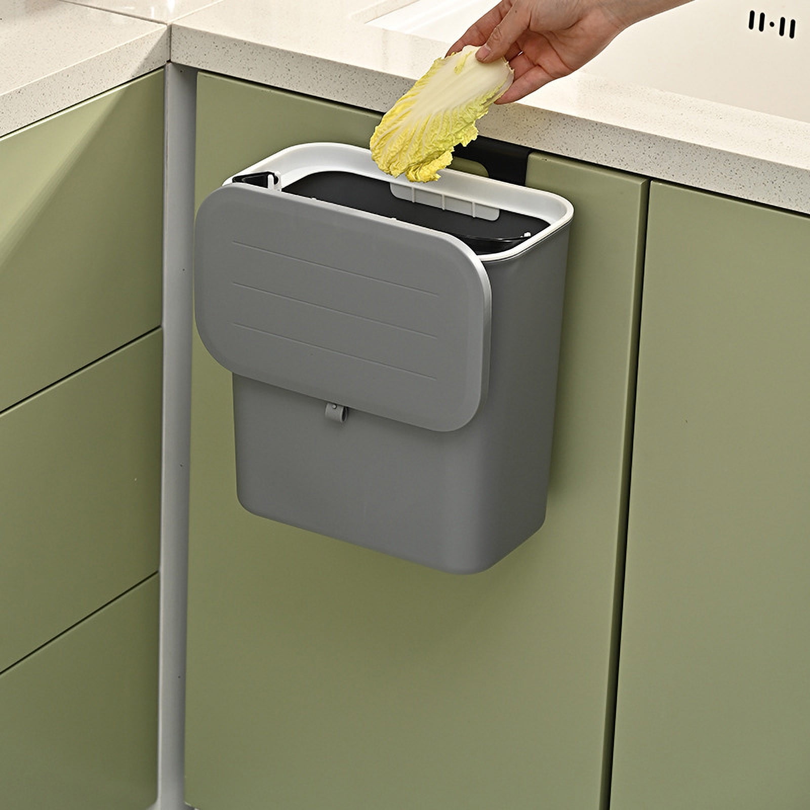 Seplovoe Wall-Mounted Trash Can, Large Hanging Kitchen Trash Bin with ...