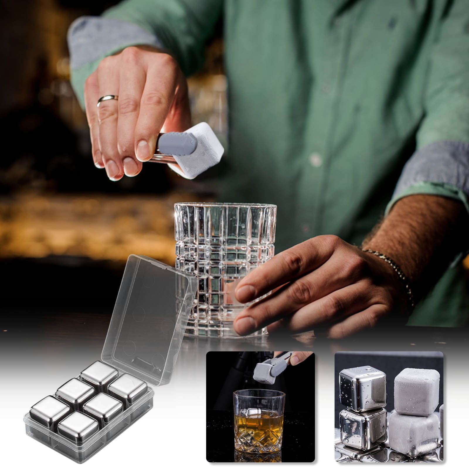 Seplovoe Whiskey Ice Stones, Reusable Stainless Steel Chilling Cubes ...