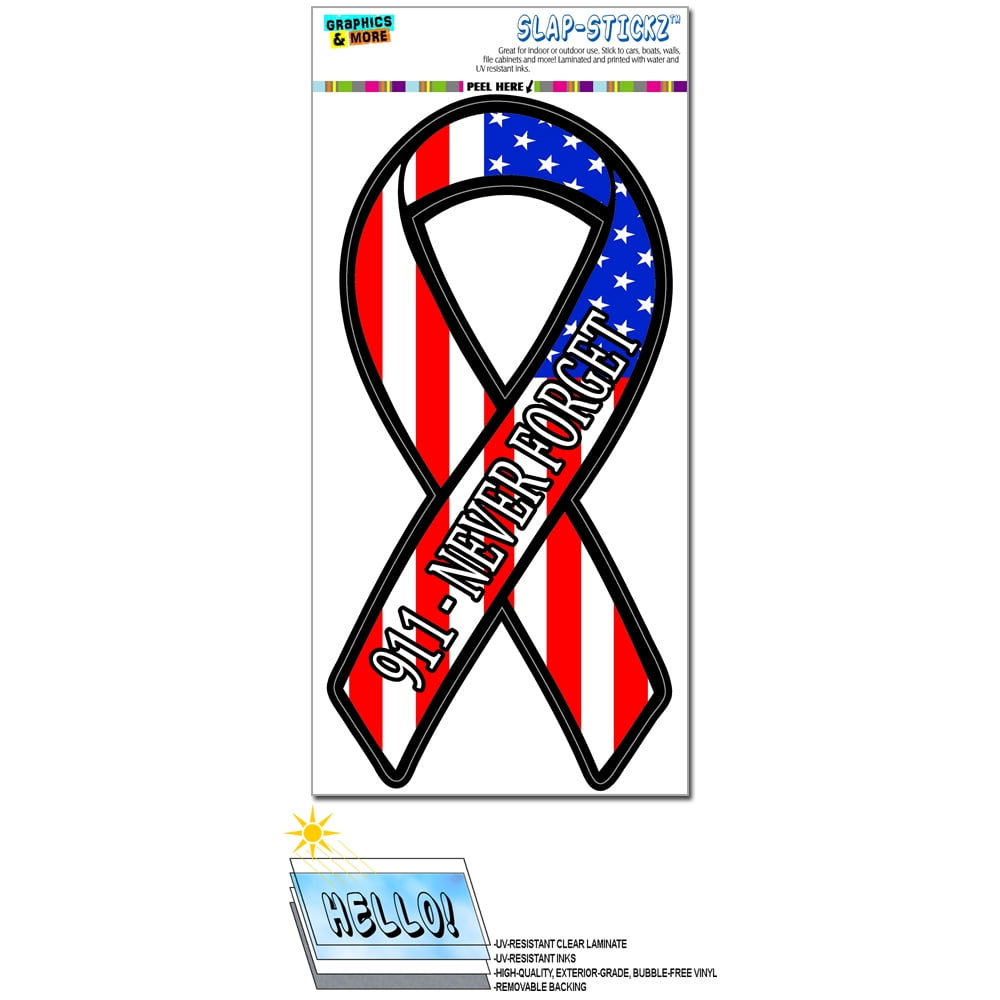 September 11th 911 Never Forget USA Flag Support Ribbon - Patriotic ...