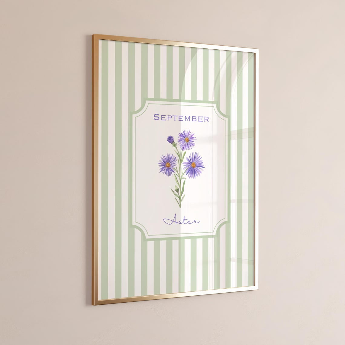 September Birth Month Flower Print, September Aster Birth Flower , Sage ...