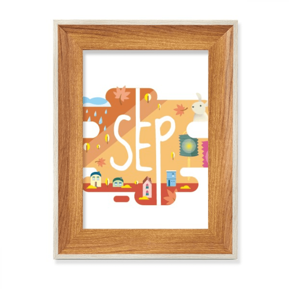 September Month Season Illustration Desktop Wooden Photo Frame Display ...