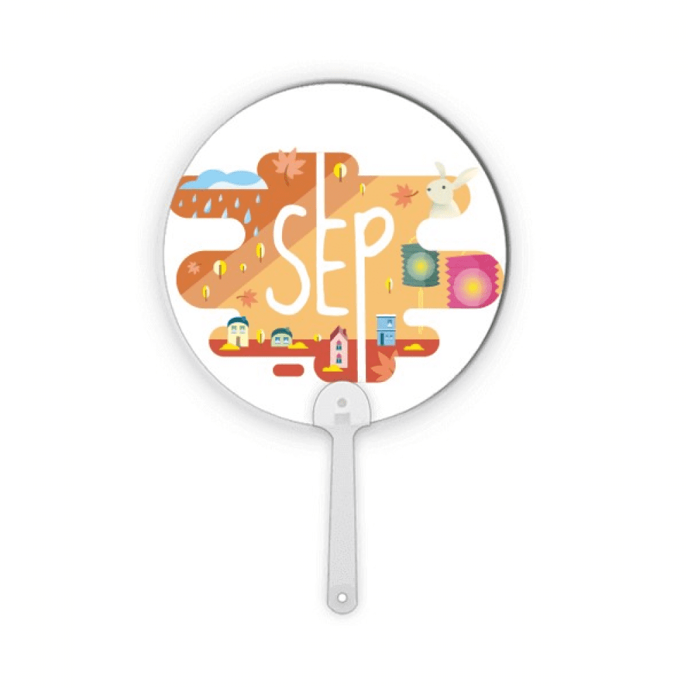 September Month Season Illustration Plastic Round Handheld Fan ...
