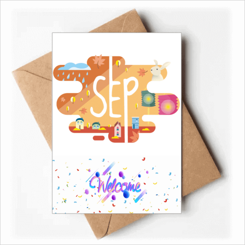September Month Season Illustration Welcome Back Greeting Cards ...
