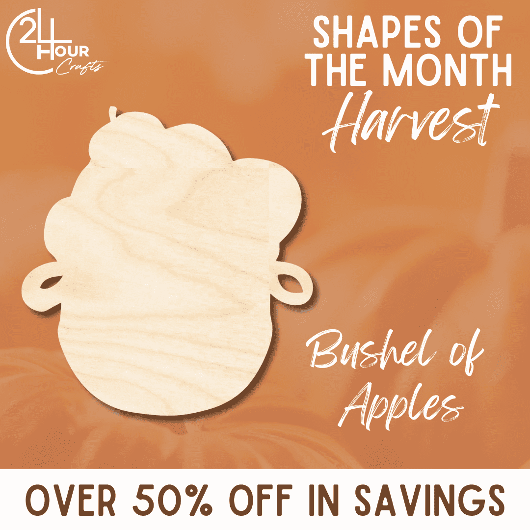 September Shape of the Month | Bushel of Apples Wood Cutout | Harvest ...