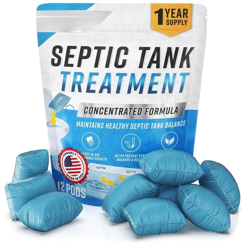 Septic Tank System Treatment Pods - 12 Dissolving Packets | Enzyme ...