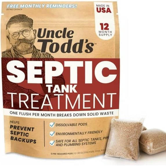 Septic Tank Treatment Pods - (12-Month Supply) - Powerful Enzyme & Live ...