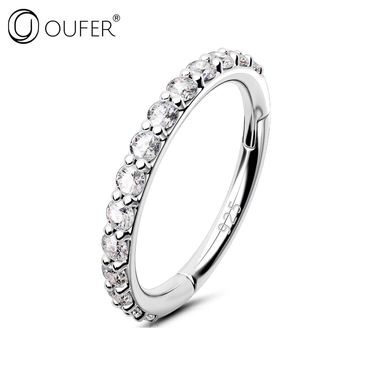 Septum Clicker 925 Sterling Silver Cubic Zirconia 16G Helix Cartilage ...