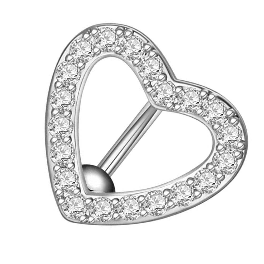 Septum Piercing Heart Navel Ring Body Diamond Rings Fake Nose Belly ...