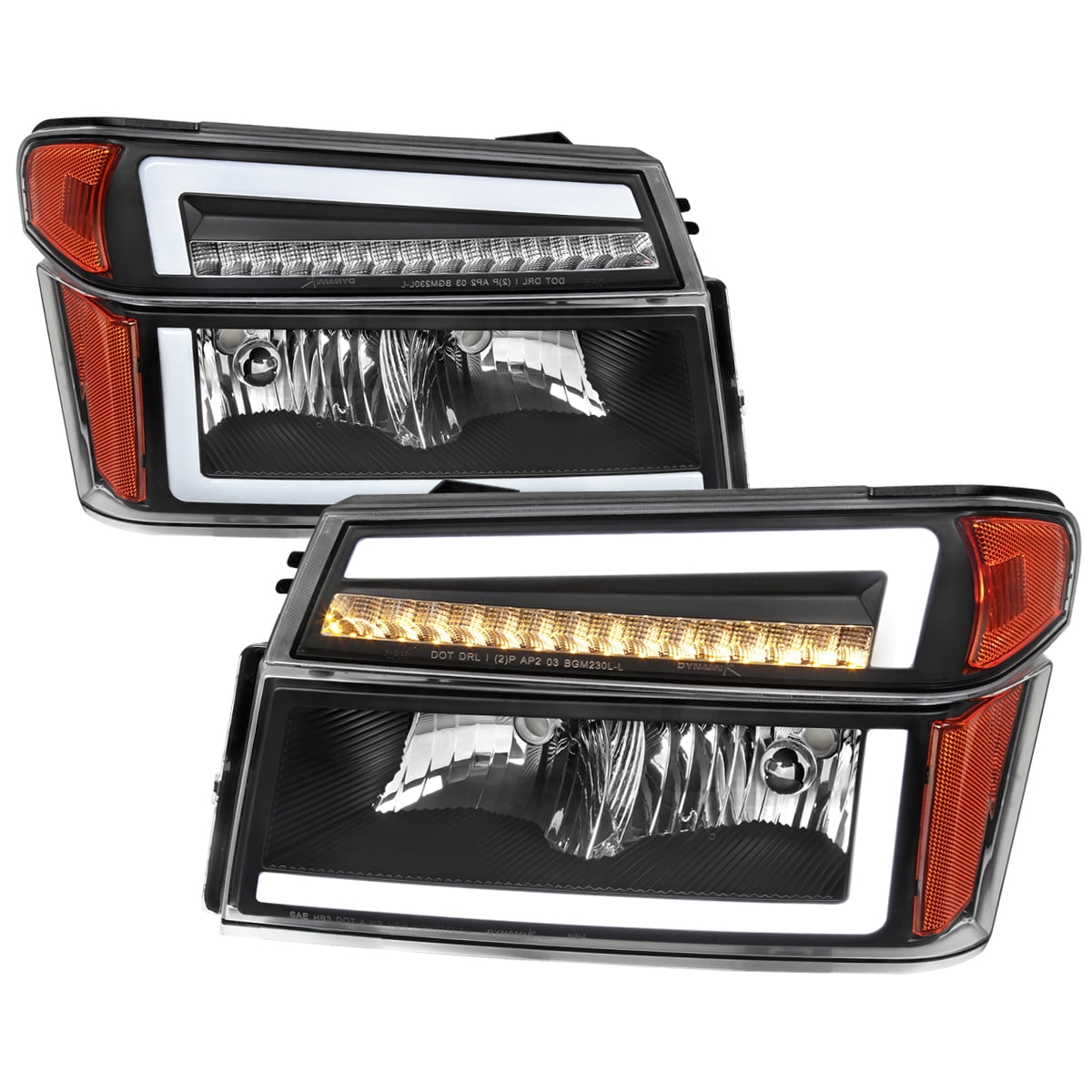 Sequential Turn Signal Factory Style Headlights with LED Bar (Black ...