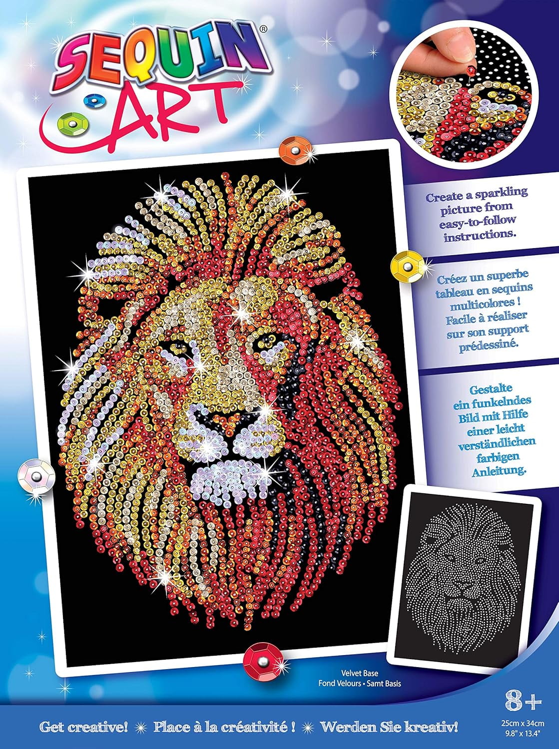 Sequin Art Blue, Golden Lion, Sparkling Arts and Crafts Picture Kit ...