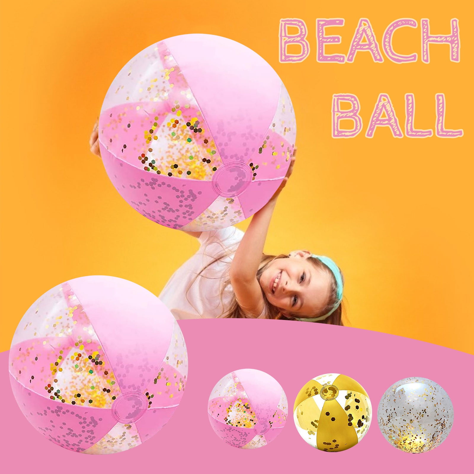 Sequin Beach Inflatable Pool Toy, Transparent Party Float, 4FT Diameter ...