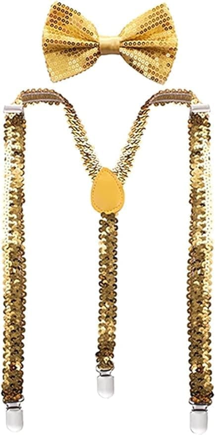 Sequin Bow Tie & Suspenders Set Suspender Bow Tie Set Clip On Y Shape ...