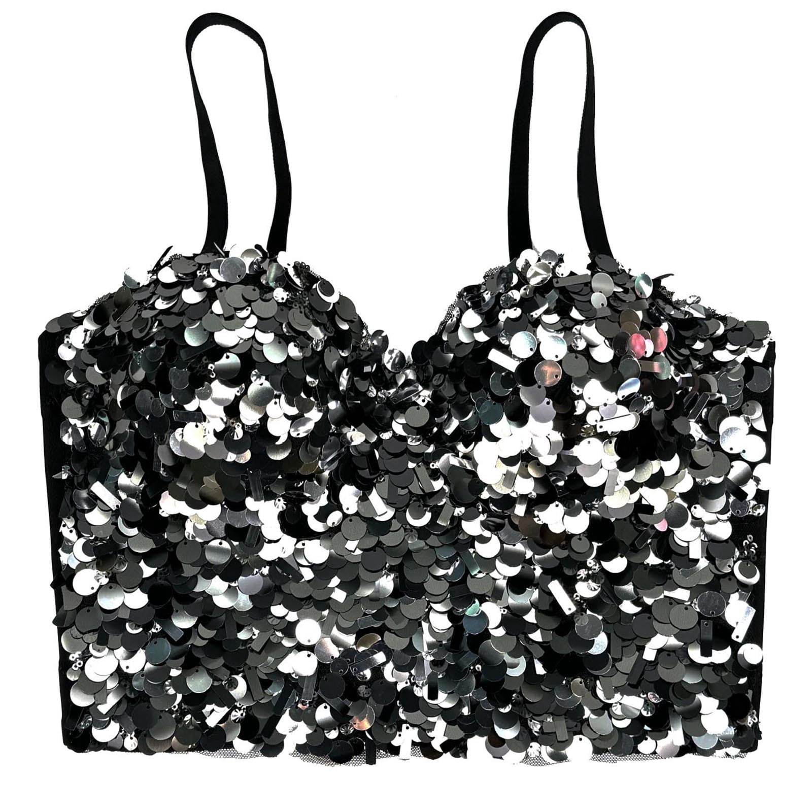 Sequin Corset Tops Push Up Sparkly Mesh Bustier Top for Women Sexy ...