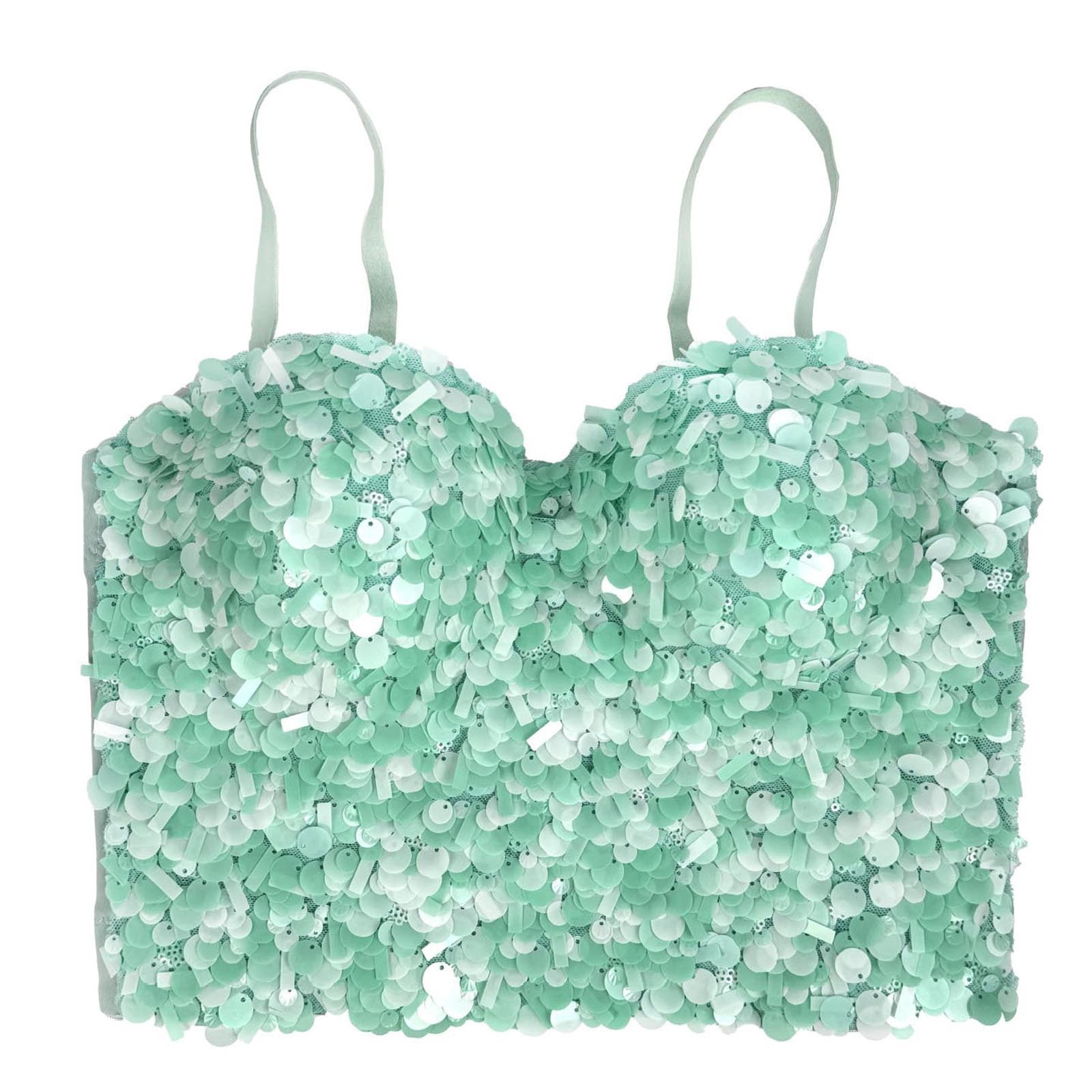Sequin Corset Tops Push Up Sparkly Mesh Bustier Top for Women Sexy ...