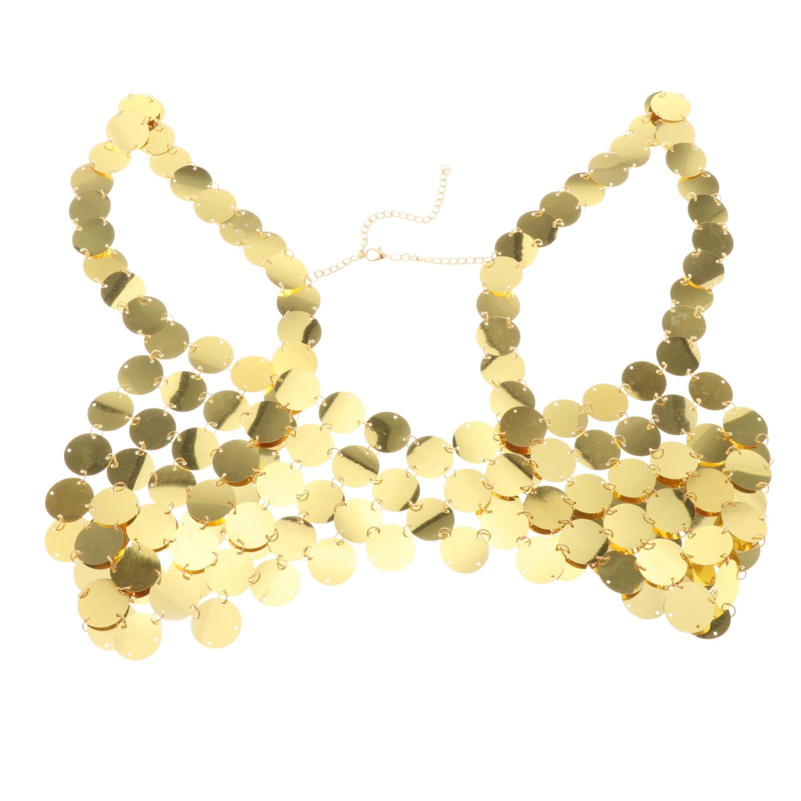 Sequin Crop Top Vest Rave Halter Bra Top For Beach Cosplay Performance Aureate