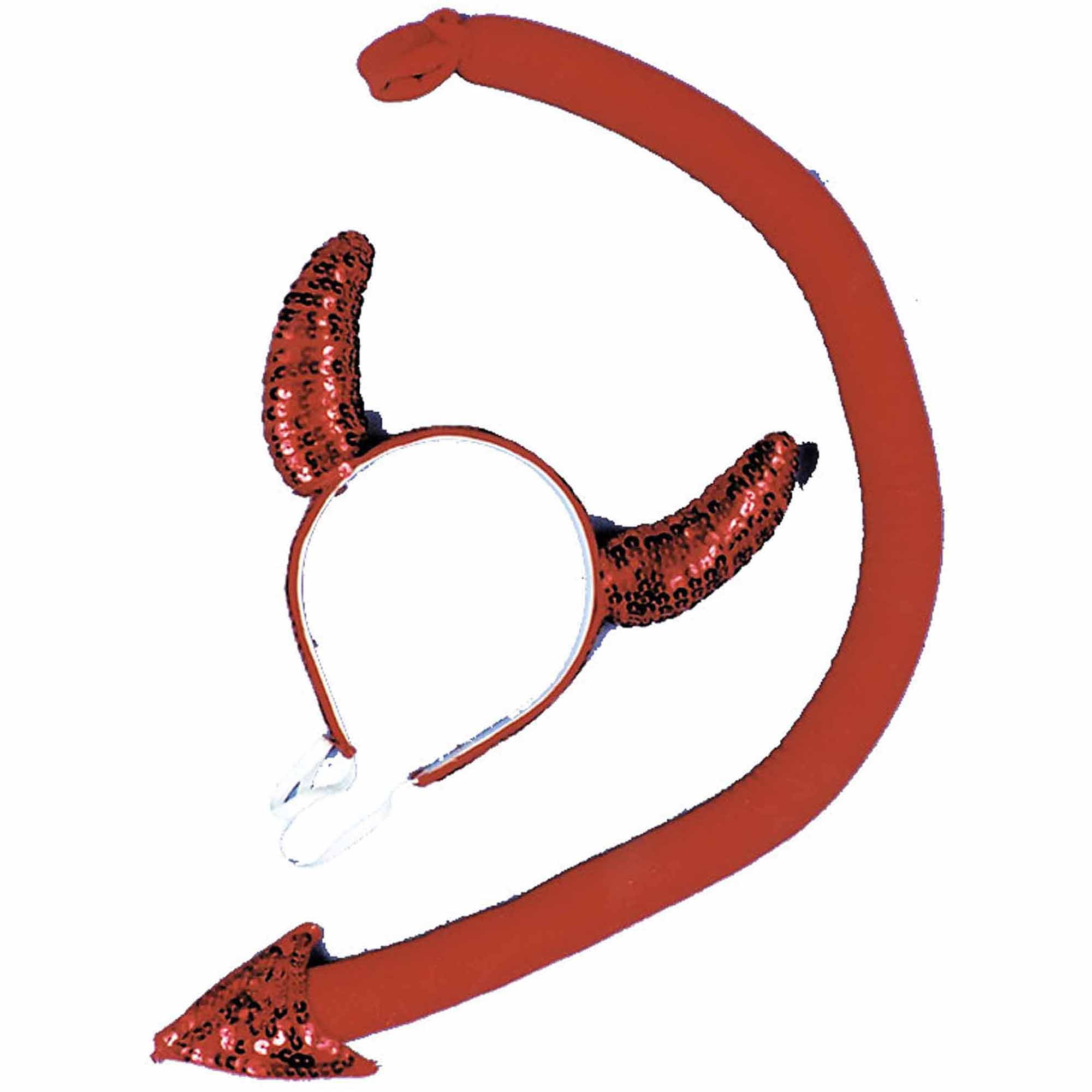 Sequin Devil Horns/Tail Set Adult Halloween Accessory - Walmart.com