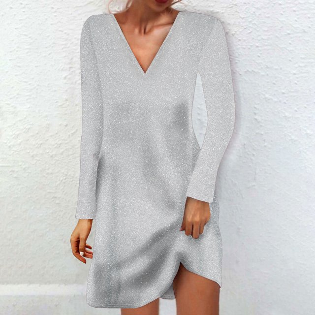 Sequin Dress for Women Sexy V-Neck Cocktail Party Night Club Dress ...