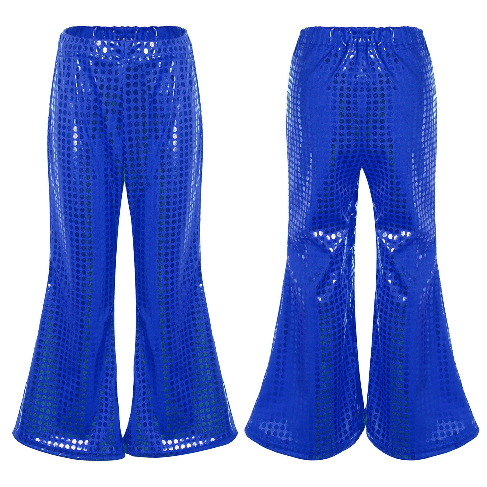 Sequin Flare Pants For Girls Sparkly Glitter Elastic High Waisted Bell ...