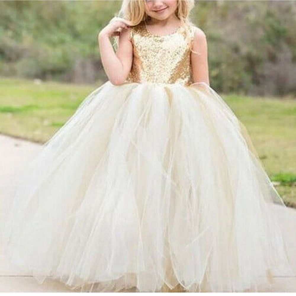 Sequin Girls Kids Dresses Tulle Tutu Wedding Bridesmaid Party Pageant ...